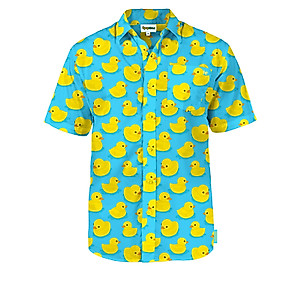 Tipsy Elves Men's Vacation Rubber Ducky Hawaiian Shirt Size Medium