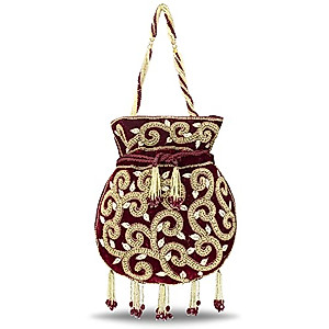 Aheli Potli Bags for Women Evening Bag Clutch Ethnic Bride Purse with Drawstring (P61M)
