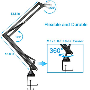 YOUSHARES SM7B Boom Arm with SM7B Pop Filter/Windscreen - Upgraded Mic Arm Compatible with Shure SM7B Dynamic Vocal Microphone, Heavy Duty Mic Stand Provide More Ways to Create.