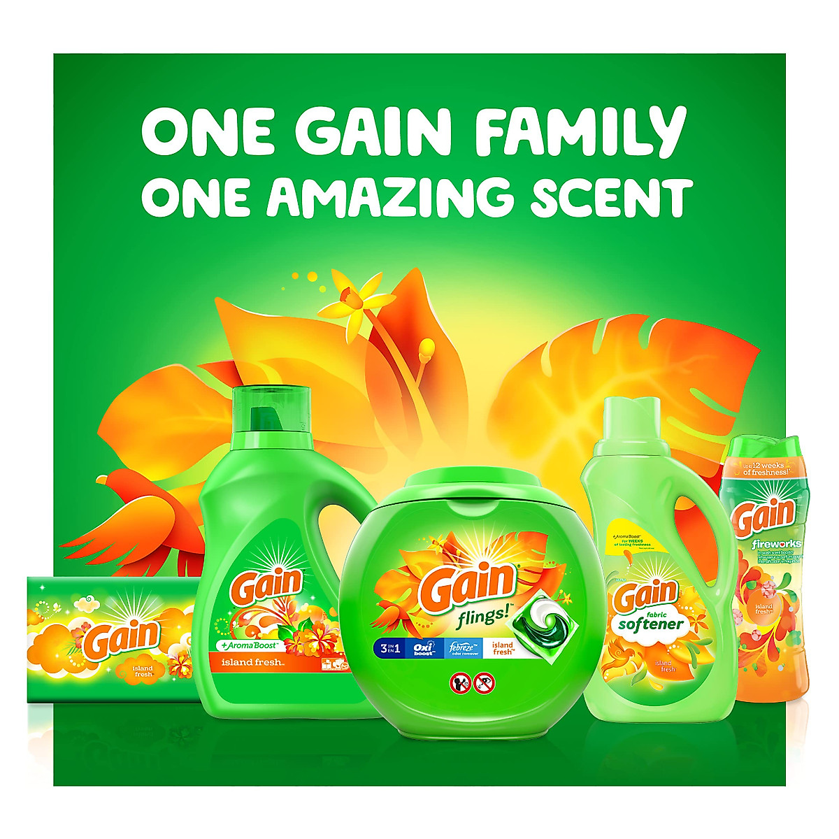 Gain Fireworks Laundry Scent Booster Beads for Washer, Island Fresh, 20.1 oz