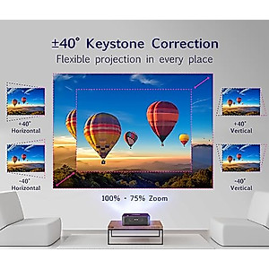 UVISION Native 1080P Full HD Wireless Projector, Keystone Correction and Dust-Proof Design, Home Theater & Office Projector, Compatible: Roku, FireTV, Laptop, Phone, Tablets, PS5