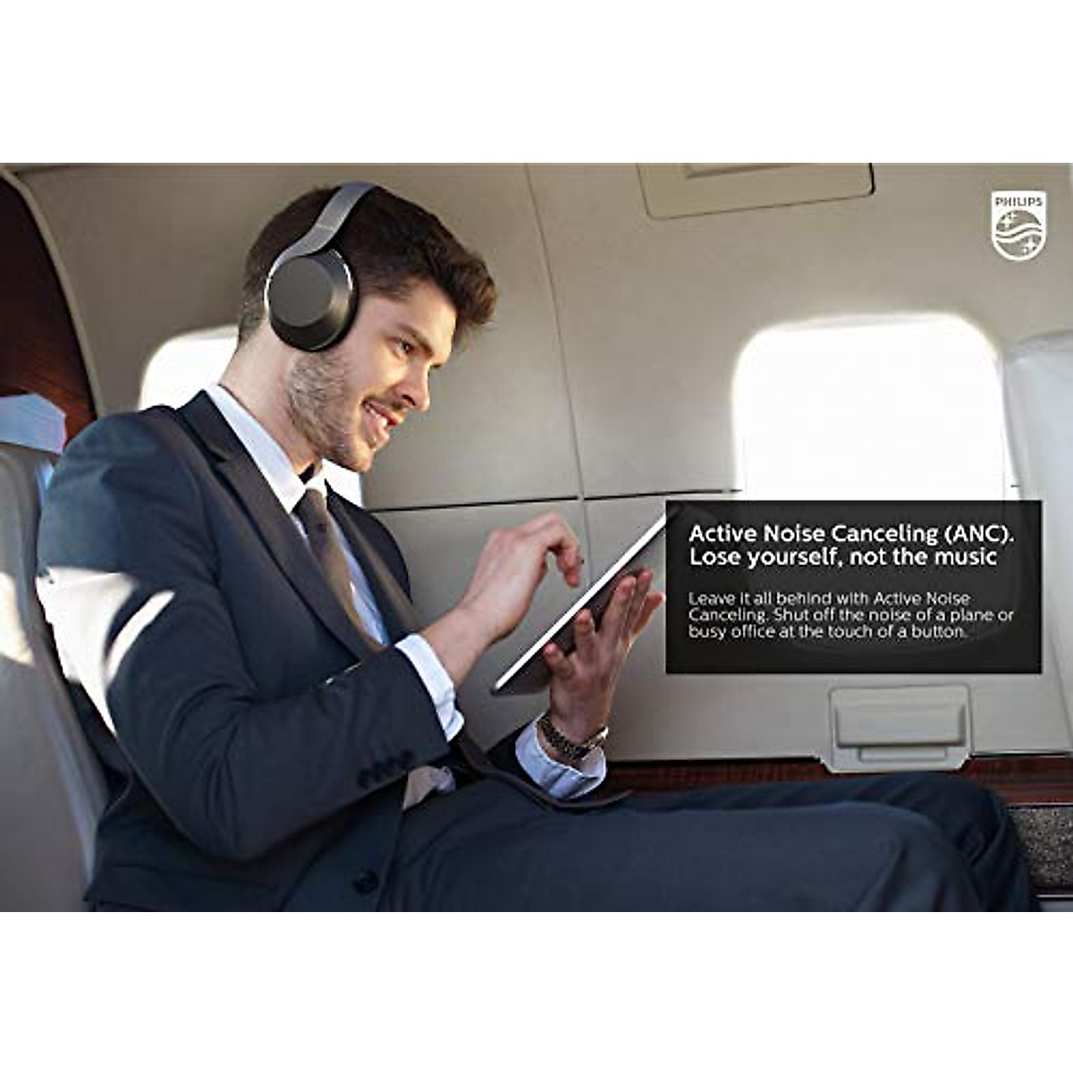 Philips PH805 Active Noise Canceling (ANC) Over Ear Wireless Bluetooth Performance Headphones w/Hi-Res Audio, Comfort Fit and 30 Hours of Playtime (TAPH805BK)