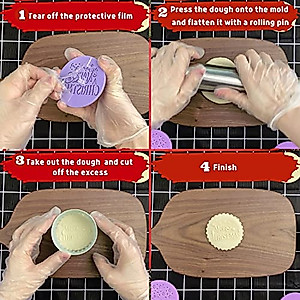 Crethinkaty 2 Pieces Christmas Fondant Embosser Merry Christmas Shape 3D Raised Design Cookie Stamp for Baking Cookies,Decorating Cake/Sugar Paste/Cupcake