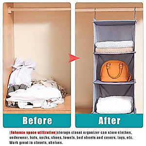 DonYeco Bundles of 3-Shelf Hanging Oxford Closet Organizers and Storage & 3-Shelf Hanging Closet Organizers and Storage with 4 Side-Pockets