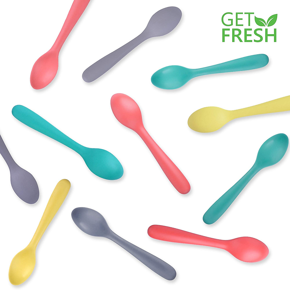 GET FRESH Bamboo Kids Spoons Set – 4-pack Colorful Bamboo Kids Cutlery for Everyday Use – Reusable Bamboo Fiber Kids Spoons for Baby Feeding – Large Bamboo Utensils for Toddlers and School Children