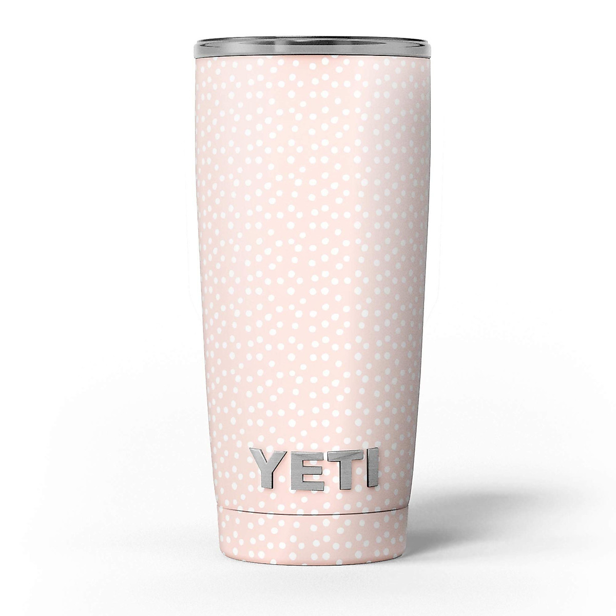 Design Skinz The Coral and White Micro Polka Dots - Skin Decal Vinyl Wrap Kit Compatible with The Yeti Rambler Cooler Tumbler Cups