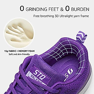 STQ Women¡¯s Slip On Walking Shoes Lightweight Casual Running Sneakers Purple 6