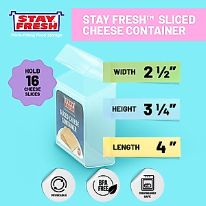 American Cheese Slice Storage Container - Stay Fresh Clear Plastic Cheese Slice Holder that is Dishwasher Safe, BPA Free. Air tight Cheese Container for your Pantry, Counter, Refrigerator