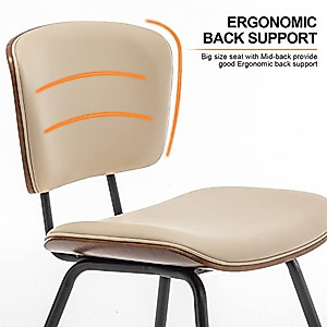 AQG Dining Chairs Mid Century Modern Dining Chairs for Kitchen Dining Living Room Chairs (Beige, Pack of 2)