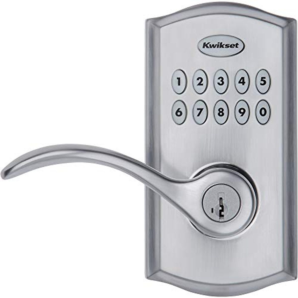 Kwikset 955 Keyless Keypad Door Lock, Electronic Lever Deadbolt, 3 Entry Modes, Auto Lock, SmartKey Security - Satin Chrome