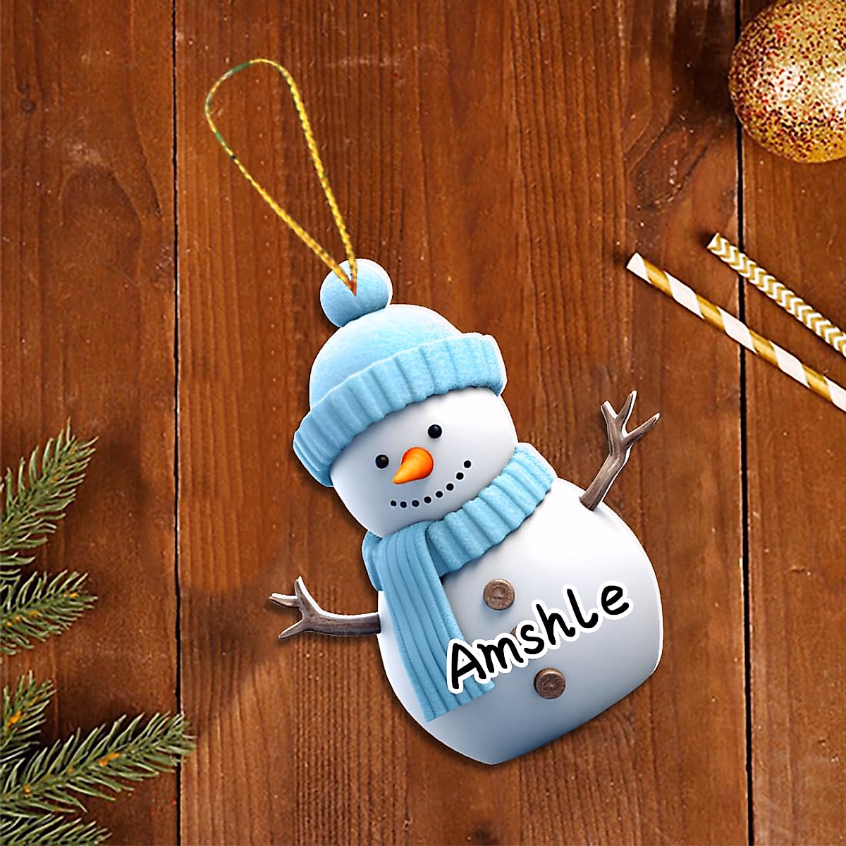 TATLETATLE Personalized Snowman Christmas Ornaments Custom Family Names 8pcs Xmas Ornaments Customized Ornaments for Christmas Tree Hanging Decorations (Snowman-5)