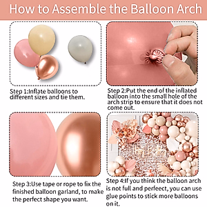 Blush Pink Balloon Arch Kit, 101 Pcs Double Stuffed Nude Balloon Arch Garland with Rose Gold Apricot Dusty Pink Latex Balloon Sand White Cream Balloon for Girls Birthday Wedding Baby Shower Decoration