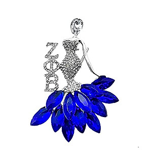 Shiny bling rhinestone inlaid greek letter ZETA ZPB sorority society girl metal brooch