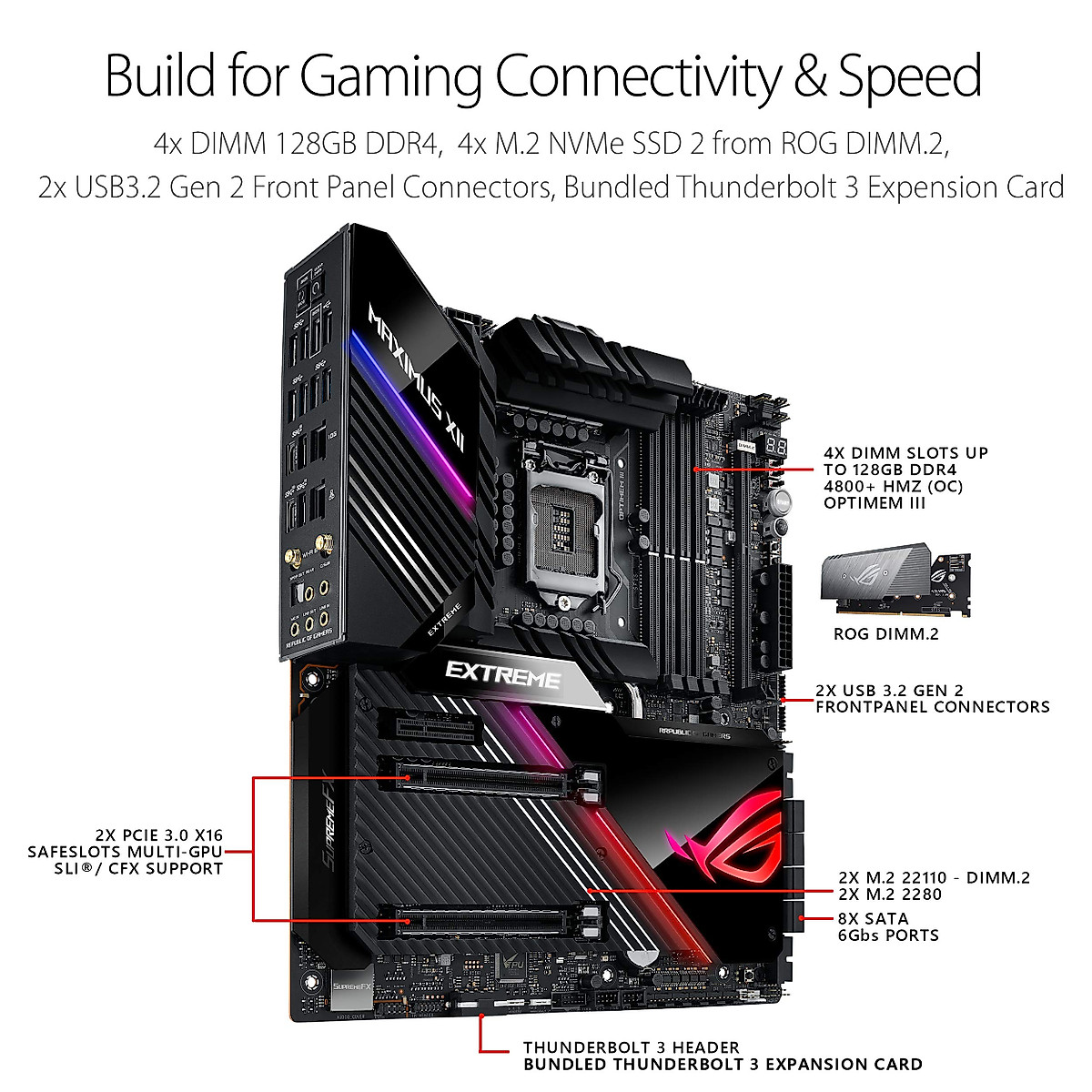 ASUS ROG Maximus XII Extreme Z490 (WiFi 6) LGA 1200(Intel 10th Gen) EATX Gaming Motherboard (16 Power Stages, 10 G & Intel 2.5G LAN, Fan Extension Card & ThunderboltEX 3-TR Card, 2” Livedash OLED)