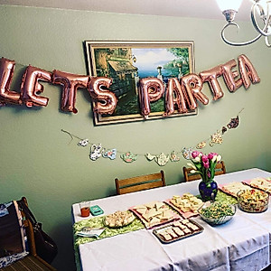 LaVenty LET'S PAR TEA Balloons Tea Party Birthday Banner Tea Party Decorations Lets Par-Tea Party Decor Par Tea Baby Shower Par Tea First Birthday Decoration Flower Garland (Floral Banner)