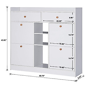 DEYAOPUPU Shoe Cabinet for Entryway,Shoe Rack Storage Organizer with Drawers,Freestanding Modern Shoe Storage Cabinet,White