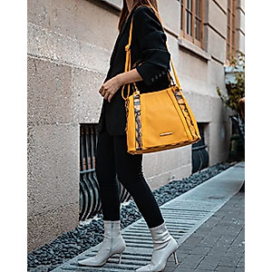 MKF Collection Tote Bag for Women Snake Embossed Vegan Leather Handbag, Lady Fashion Designer Crossover Hobo Purse