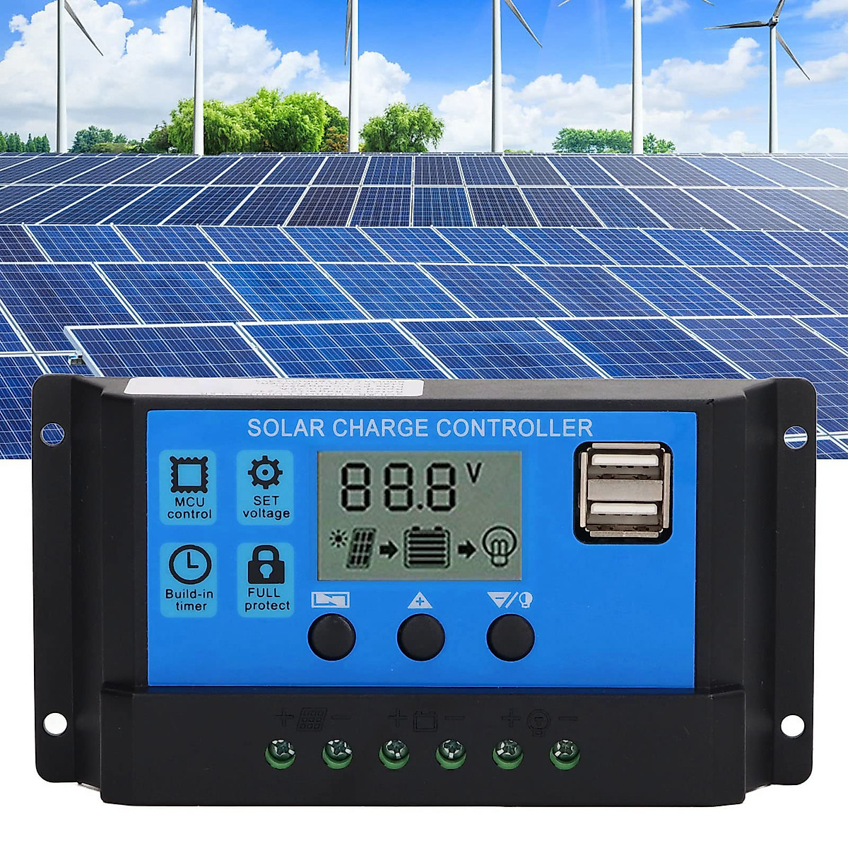 12V 24V Solar Panel Controller MPPT Solar Controller Photovoltaic Regulator LCD Display MPPT Solar Charger Aluminum Alloy Shell (100A)