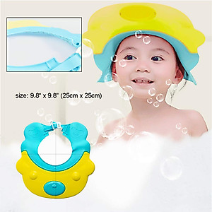JenniferBaby Baby Toddler Kid Bath Cap,Bath Hat,Shower Cap,Bathing Protection for Showers Bathtub Sun Bathing, Hair Cutting/Trimming with Adjustable Strap (fits 14-23'' Head Circumference)