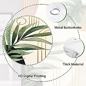 Glawry Single Standing Mid Century Shower Curtain 54Wx78L Inches Stall Narrow Tropical Boho Palm Leaf Abstract Botanical Plant Green Minimalist Bath Accessories Art Home Decor Fabric 12 Pack Hooks