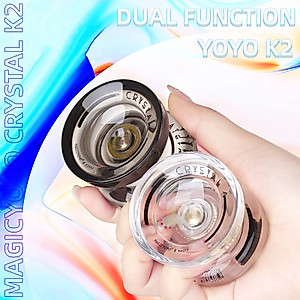 MAGICYOYO 2 Pack of Yoyo K2 Crystal, Responsive Yoyo for Kids Beginner, Dual Function Yoyos with Replacement Unresponsive Yoyo Bearing for Advanced Player+Bearing Removal Tools+12 Yoyo Strings+2 Bags