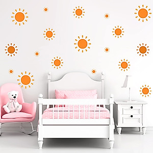 66 Pieces Sun Wall Decals Sunshine Boho Wall Art Decal Nursery Bedroom Decorations Wall Decor Stickers Peel and Stick Removable Modern Wallpaper for Kids Boy Girl Rooms Nursery Bedroom Decorations