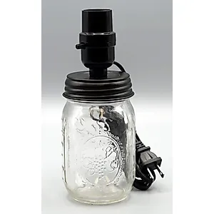 Creative Hobbies DIY Mason Canning Fruit Jar Lamp Making Kit is Pre-Wired and Easy to Use - Black Color Lid & Socket Great for Lamp Conversion