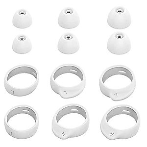 BLLQ Replacement for Samsung Galaxy Buds Wingtips Ear Tips 12 PCS Accessories, Silicone Earhooks Earbuds Cover Eargels Eartips for Galaxy Buds 2019, White 12pcs