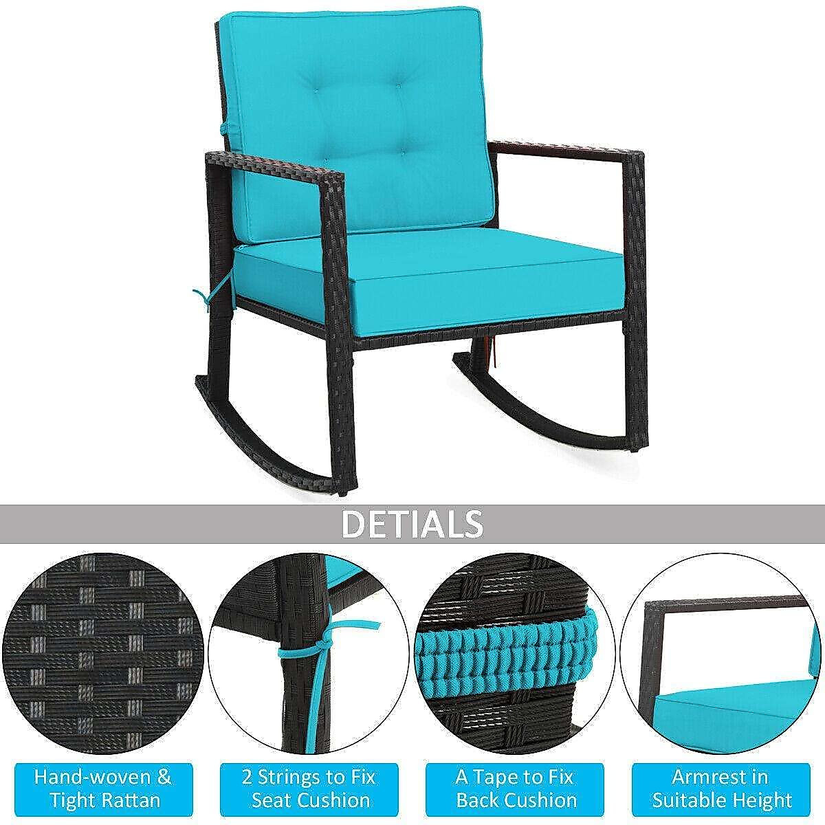 UYSB 2PCS Patio Rattan Rocker Chair Outdoor Rocking Chair Cushion Chair Rocking Chair Rocker Chair Rocker Camp Chair Rocker Recliner Rocking Camp Chair Rocking Chairs Outdoor Rocking cha