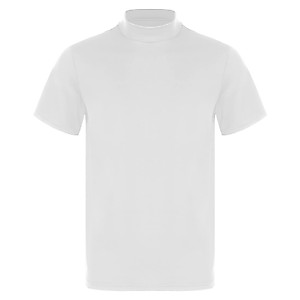 JEATHA Mens Mock Turtleneck Pullover T-Shirt Top Short Sleeve Solid Undershirt Base Layer Undershirt White New Large