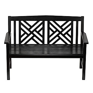 Achla Designs Fretwork Garden Bench, 4 ft Black