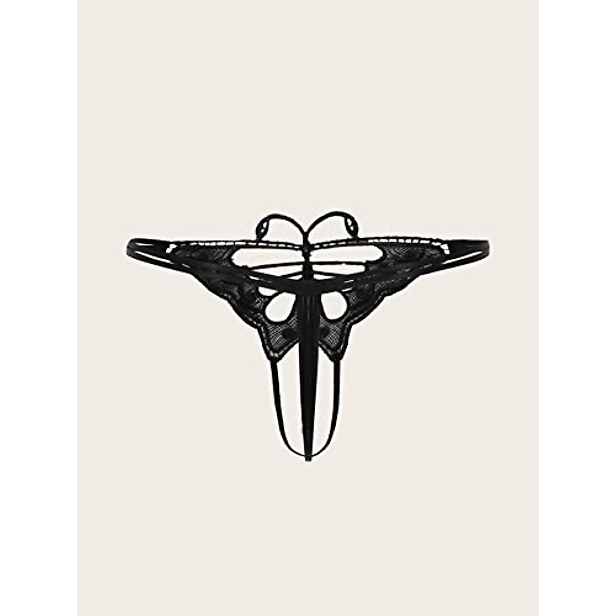 Floerns Women's Butterfly Embroidered Pearl G-String Y-Back Thong Panties Black M