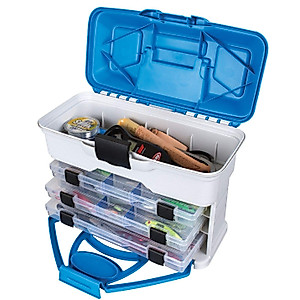 Flambeau Outdoors T3 Multiloader Tackle Box, Fishing Organizer with Zerust Anti-Corrosion Technology, Gray/Bright Blue