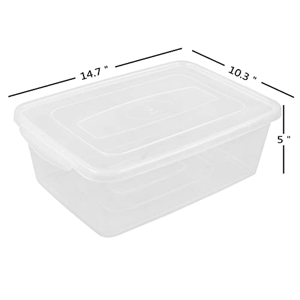 Kekow 4-Pack Plastic Clear Storage Bins with Lids, Plastic Latch Storage Box, 14 L