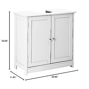 VINGLI Pedestal Under Sink Cabinet Free Standing Bathroom Storage Cabinet Organizer with with 2 Doors Adjustable Shelf Modern White Small Bath Sink Cabinet Space Saver 23.6" x 11.8"x 23.6"
