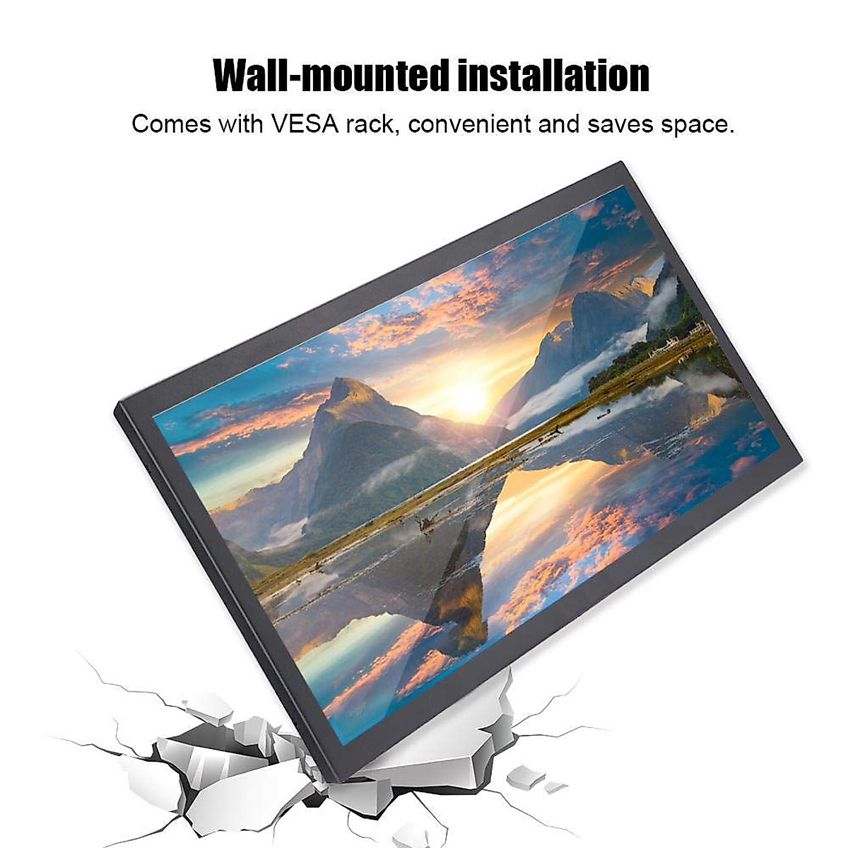 Bewinner 17.3 Inch 1080P Portable Monitor for PC CCTV Camera, Metal Shell Display Screen with HDMI/VGA/AV/BNC/USB Input Port, 1920×1080P Multifunctional Wall Mount Display for Surveillance