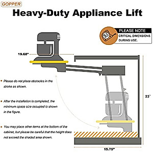 Mixer Lift Appliance Lift, Heavy-Duty Mixer Lift for Cabinet, Kitchenaid Mixer Cabinet Lift, Kitchen Cabinet Hardware with Locking Mechanism, Holds up to 60 LBS, for Small Kitchen Appliances, Zinc