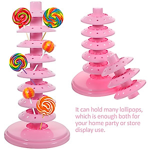 Cake Pops Stand 2pcs Lollipop Display Holder Round Candy Holder Cake Pop Stand Ring Stand Lollipop Showing Tower for Wedding Showers Birthday Party Favors, Pink