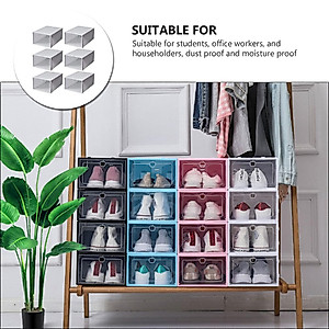 Hemoton Clear Shoe Organizer Plastic Shoe Box with Clear Door, 6pcs Plastic Stackable Shoe Organizer for Closet, Space Saving Foldable Shoe Rack Sneaker Container Bin Holder
