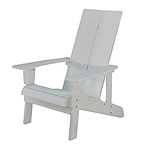 Key West 3 Piece Outdoor Patio All-Weather Plastic Wood Adirondack Bistro Set, 2 Adirondack Chairs, and 1 Small, Side, end Table Set for Deck, Backyards, Garden, Lawns, Poolside, and Beaches, White