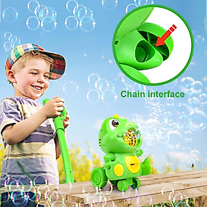 TOY Life Dinosaur Bubble Lawn Mower for Toddler with 3 Bubble Solutions, Bubble Mower for Toddlers, Kids Toy Lawn Mower, Leaf Blower Bubble Machine for Kids, Bubble Lawnmower, Outdoor Toddler Toys