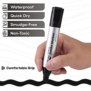 Mr. Pen- Jumbo Permanent Markers, 4 Pack, Chisel Tip, Black Markers Permanent, Permanent Markers Black Markers, Thick Permanent Marker, Thick Markers, Jumbo Markers, Large Markers, Wide Tip Markers