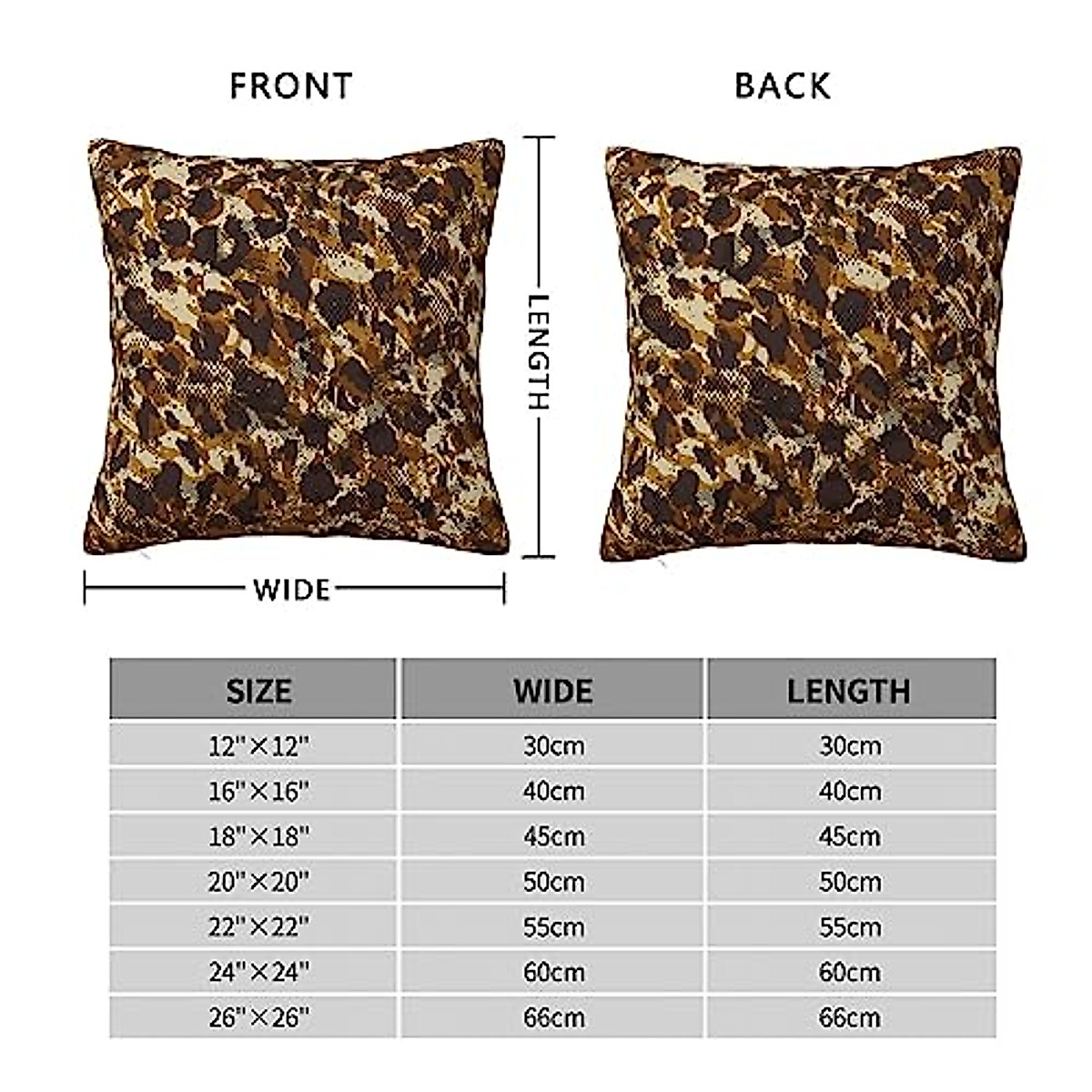 Pillowcase 16"X16" Square Decorative Throw Pillow Case Cushion Cover for Sofa Couch Car Home - Abstract Leopard Skin Dots Camo