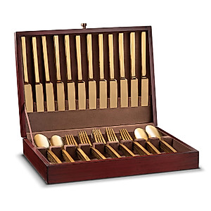 Royalty Art Cutlery Storage Box for Flatware, Silverware, and Dinner Cutlery, Stores Forks, Knives, and Spoons, Decorative Wooden Caddy, Kitchen and Dining Organizer