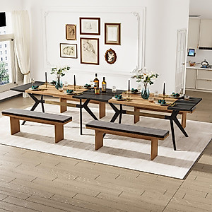 Tribesigns 63" Dining Table for 4-6 People, Modern Rectangular Kitchen Table Dinner Table, Large Dining Room Table with X-Shaped Iron Frame and Thickened Board