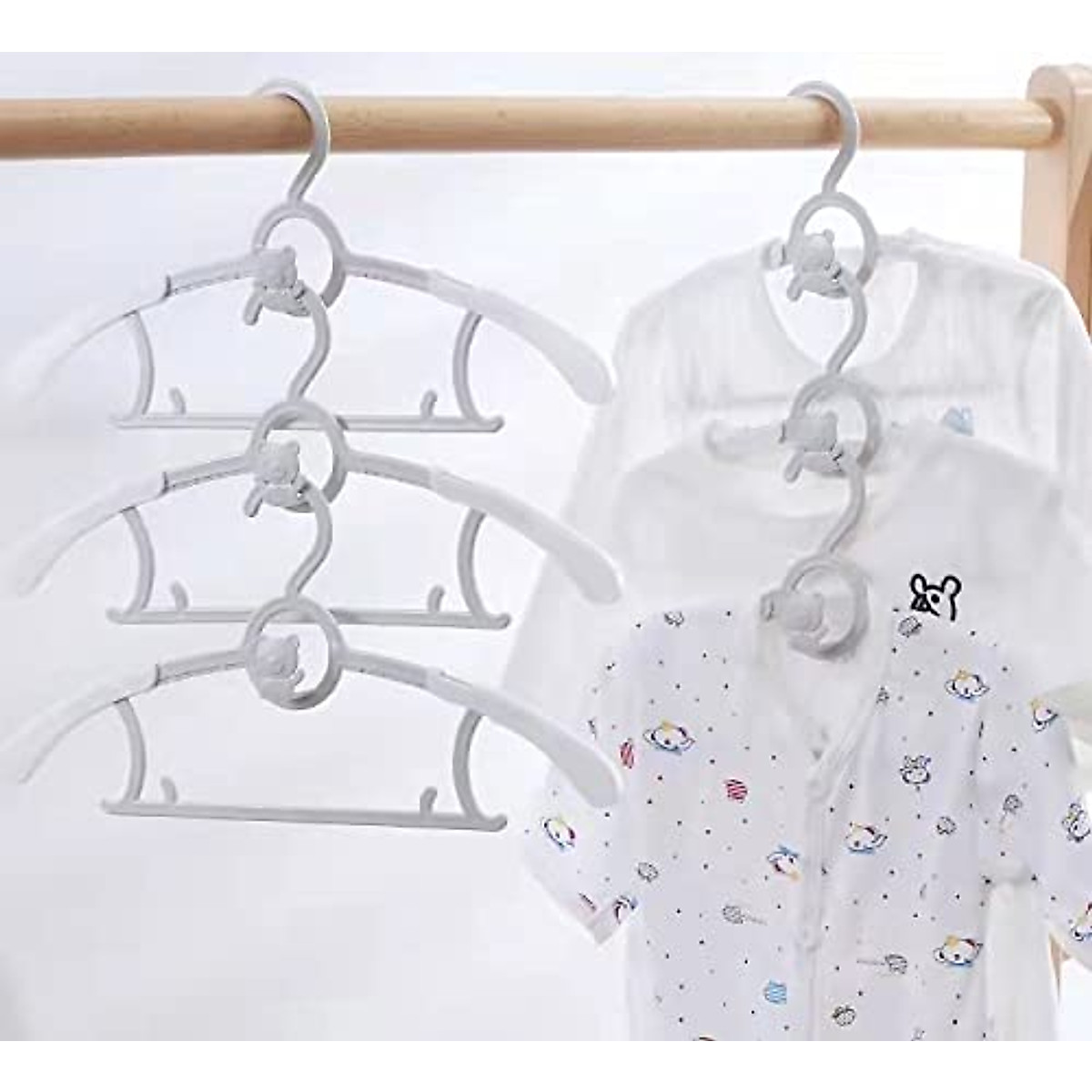 HGYZE Baby Nursery Closet Hangers, Ultra Thin Non-Slip and Extendable Laundry Infant Pant Hanger for Newborn Clothes - 20pcs Grey Gift - Adjustable Children Coat Hanger for Girl Boy Toddler Kids Child