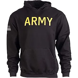Ann Arbor T-shirt Co. ARMY PT Style Hoodie | U.S. Military Training Infantry Workout Fleece Hoody Sweatshirt-(Hood,L)