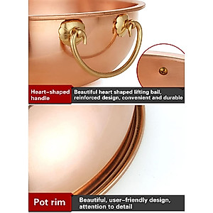 Chafing Dishes Copper Pot Hot Pot Thickened Pure Copper Old-fashioned Mandarin Duck Pot Home Pot Soup Pot Flat Bottom Induction Stove For Family Dinners And Outdoor Picnics (Color : Brass, Size : 32