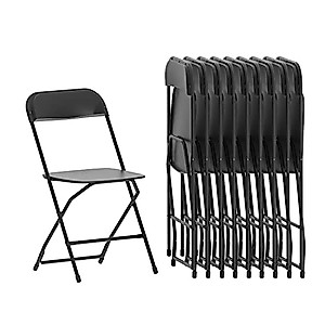 Flash Furniture Hercules Plastic Folding Chair - Black (10 Pack) | Lightweight, Durable, and Comfortable Event Chair | 650LB Weight Capacity