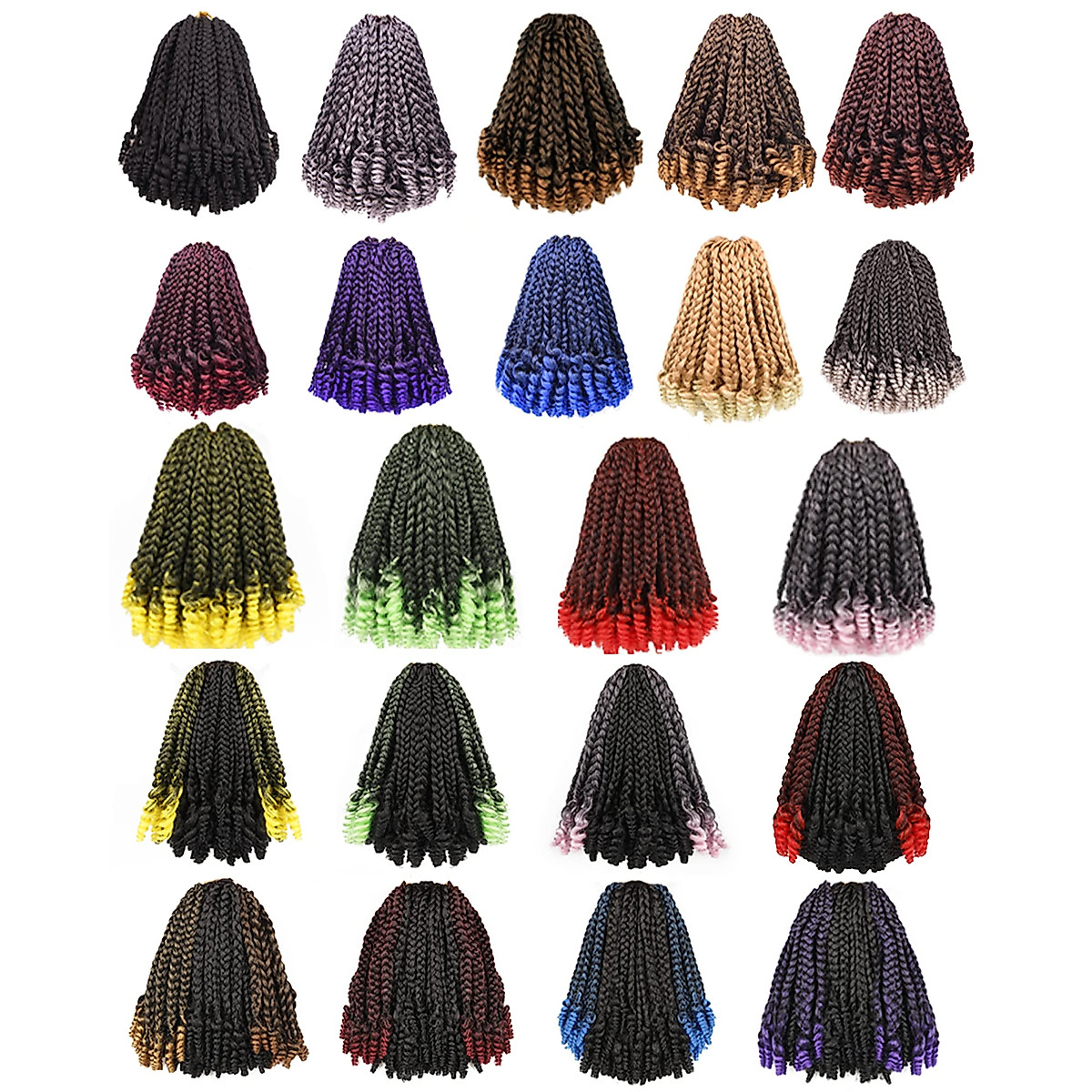 7 Packs 10 Inches Goddess Box Braid Crochet Hair with Toni Curl Ends for Black Women,Mother and Baby Kids - Ombre Gray, Bohemian Box Braids Crochet Hair (105 Strands,T1B/Gray)